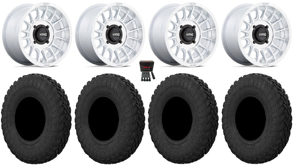 KMC Impact 15" Wheels Machined 33" Gripper R/T Tires Can-Am Maverick X3 ...