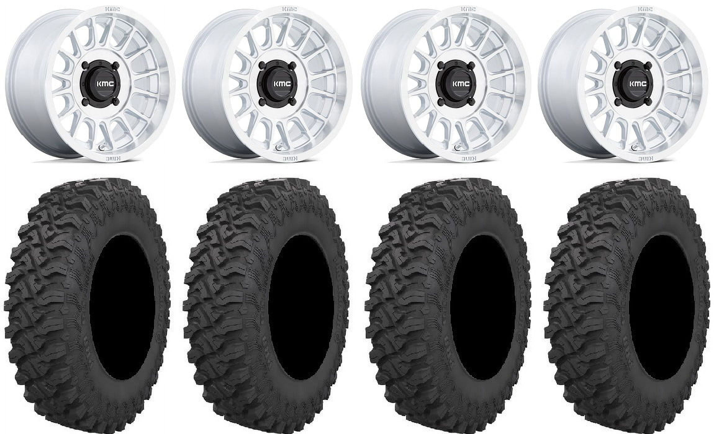 KMC Impact 15" Wheels Machined 33" Pro Runner Tires Sportsman RZR ...