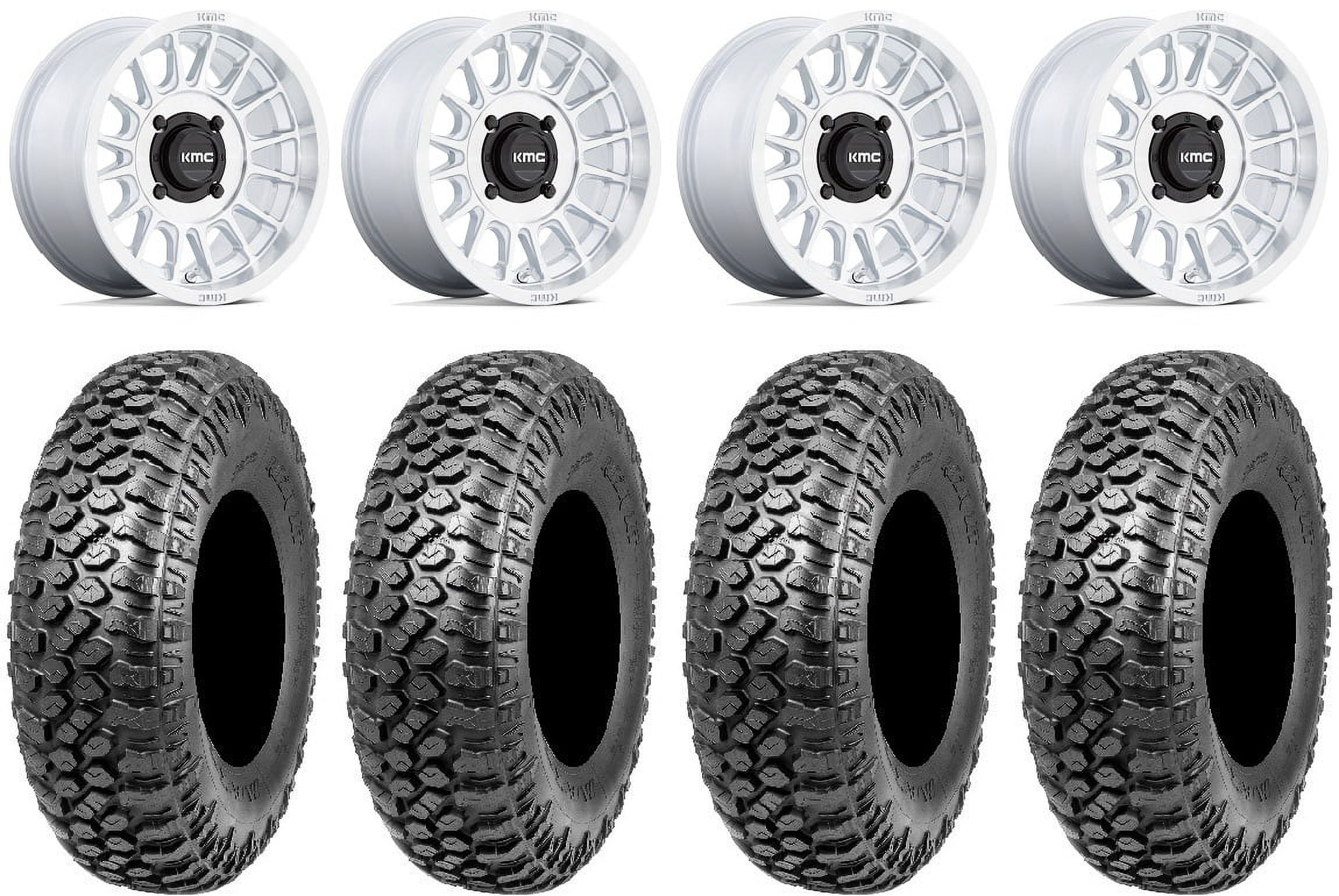 KMC Impact 15" Wheels Machined 33" RAZR XT Tires Can-Am Commander ...