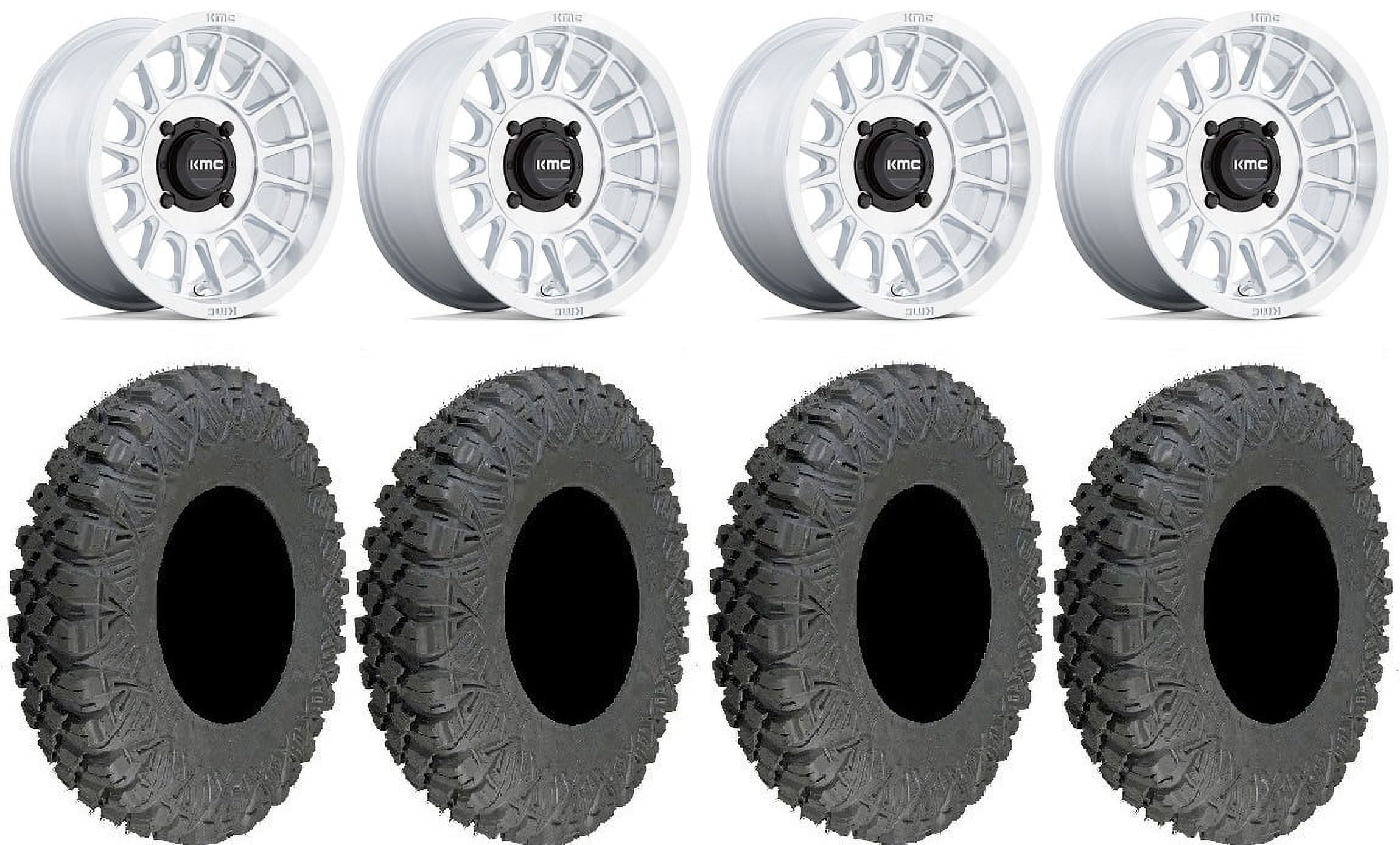 KMC Impact 15" Wheels Machined 33" Race Tires Can-Am Commander Maverick ...