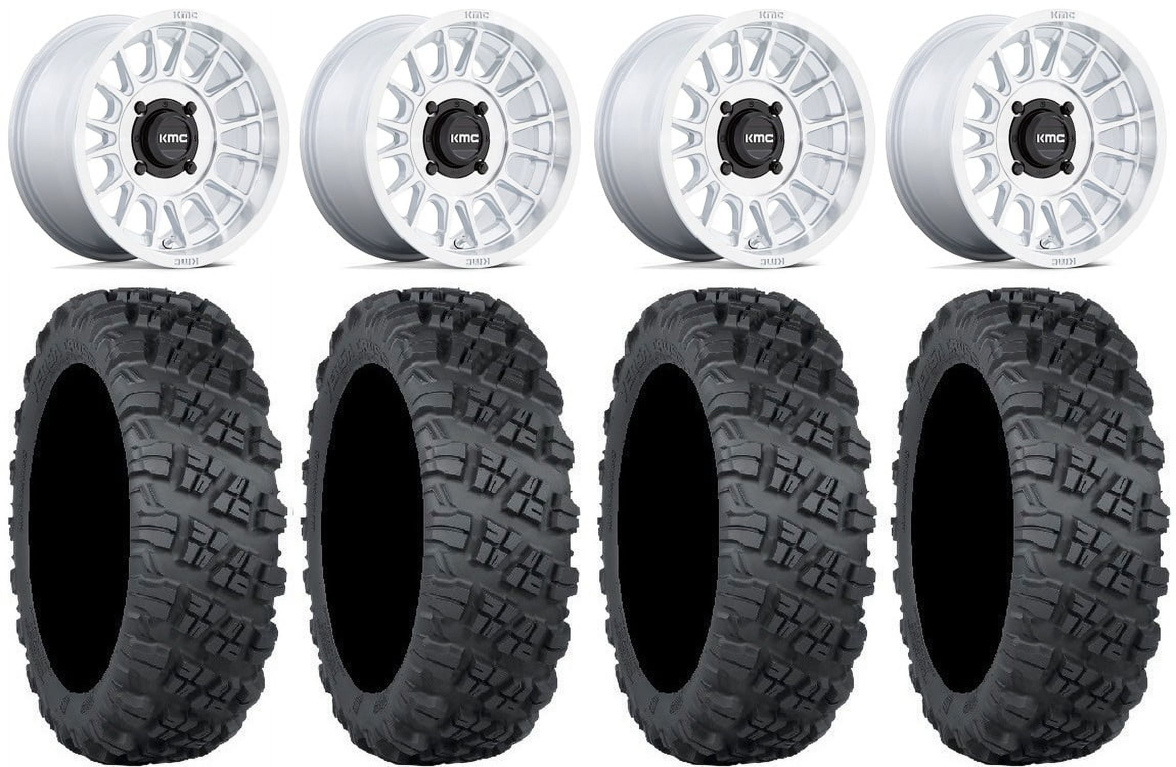 KMC Impact 15" Wheels Machined 33" Versa Cross V3 Tires Sportsman RZR ...