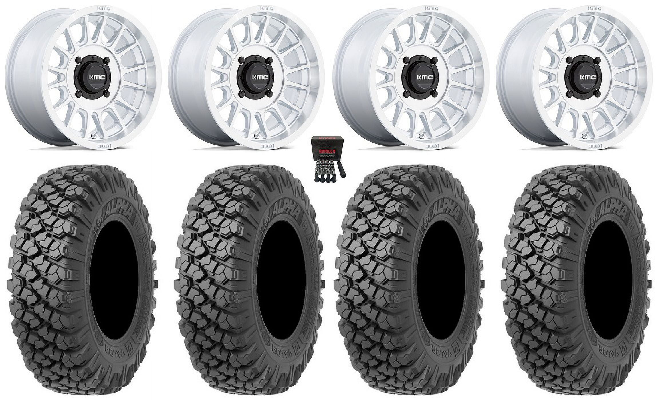 KMC Impact 15" Wheels Machined 35" Alpha Tires Polaris RZR XP 1000 ...