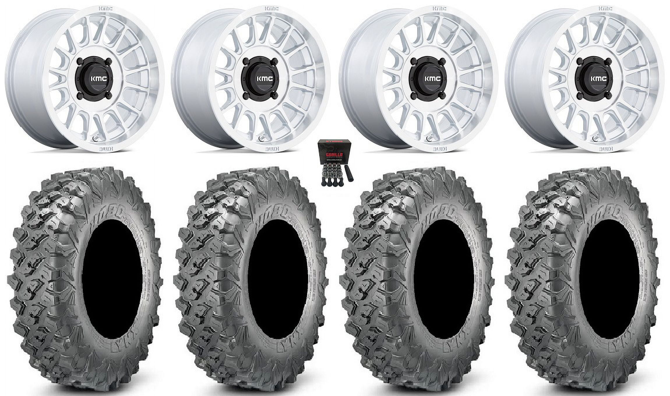 KMC Impact 15" Wheels Machined 35" Lynx SXS Tires Polaris RZR XP 1000 ...