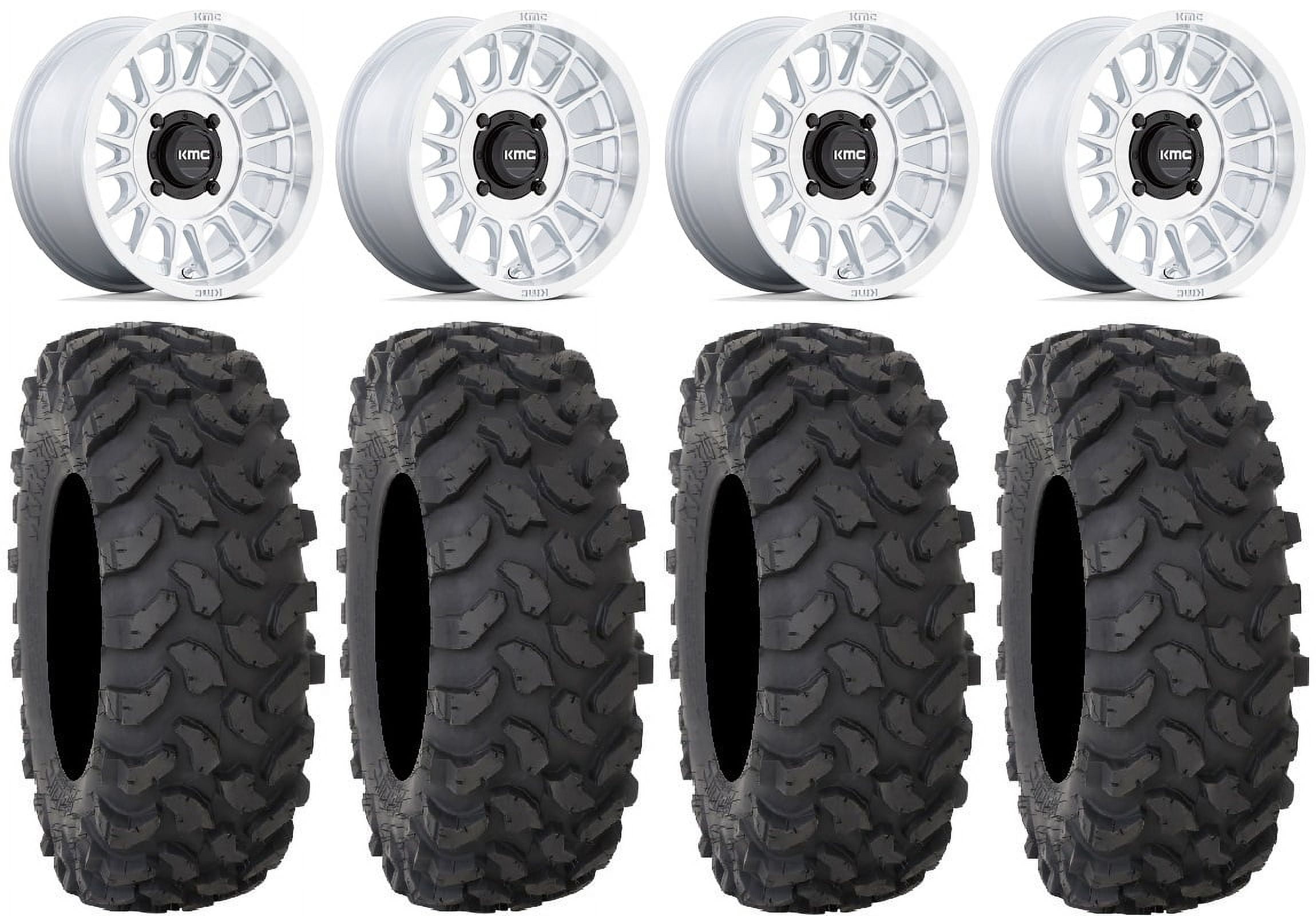 KMC Impact 15" Wheels Machined 35" XTR370 Tires Polaris RZR XP 1000 ...