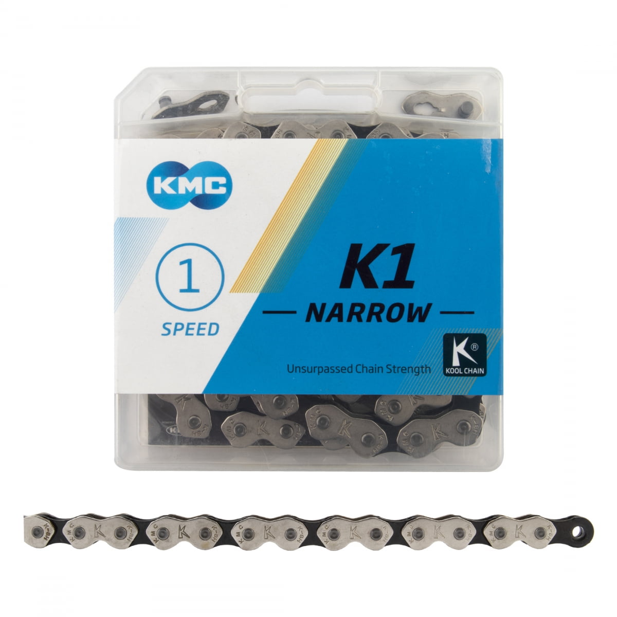 KMC K1 Kool Narrow Chain - Single Speed 3/32", 110 Links, Silver/Black ...
