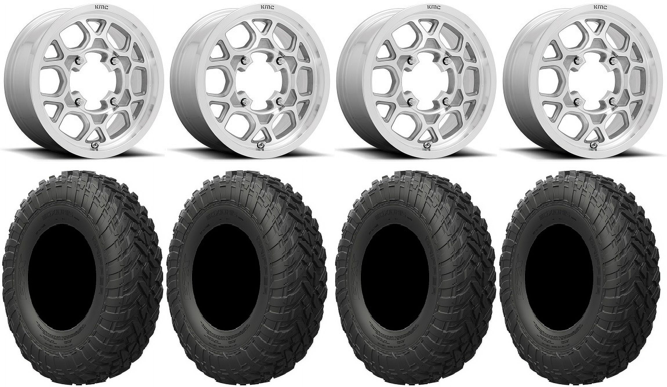 KMC Mesa Lite 15" Wheels Machined 30" Gripper M/T Tires Polaris RZR XP ...
