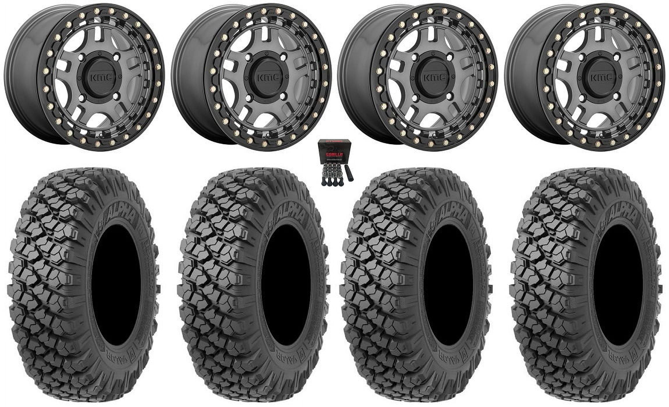 KMC Recon Beadlock 14" Wheels Gunmetal 30" Alpha Tires Can-Am Maverick ...