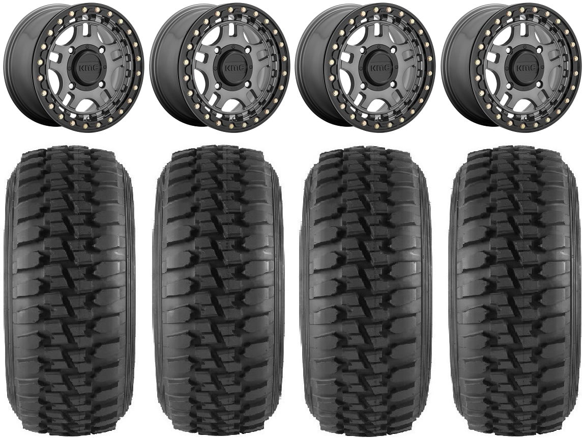 KMC Recon Beadlock 14" Wheels Gunmetal 30" Desert Series Tires Can-Am ...