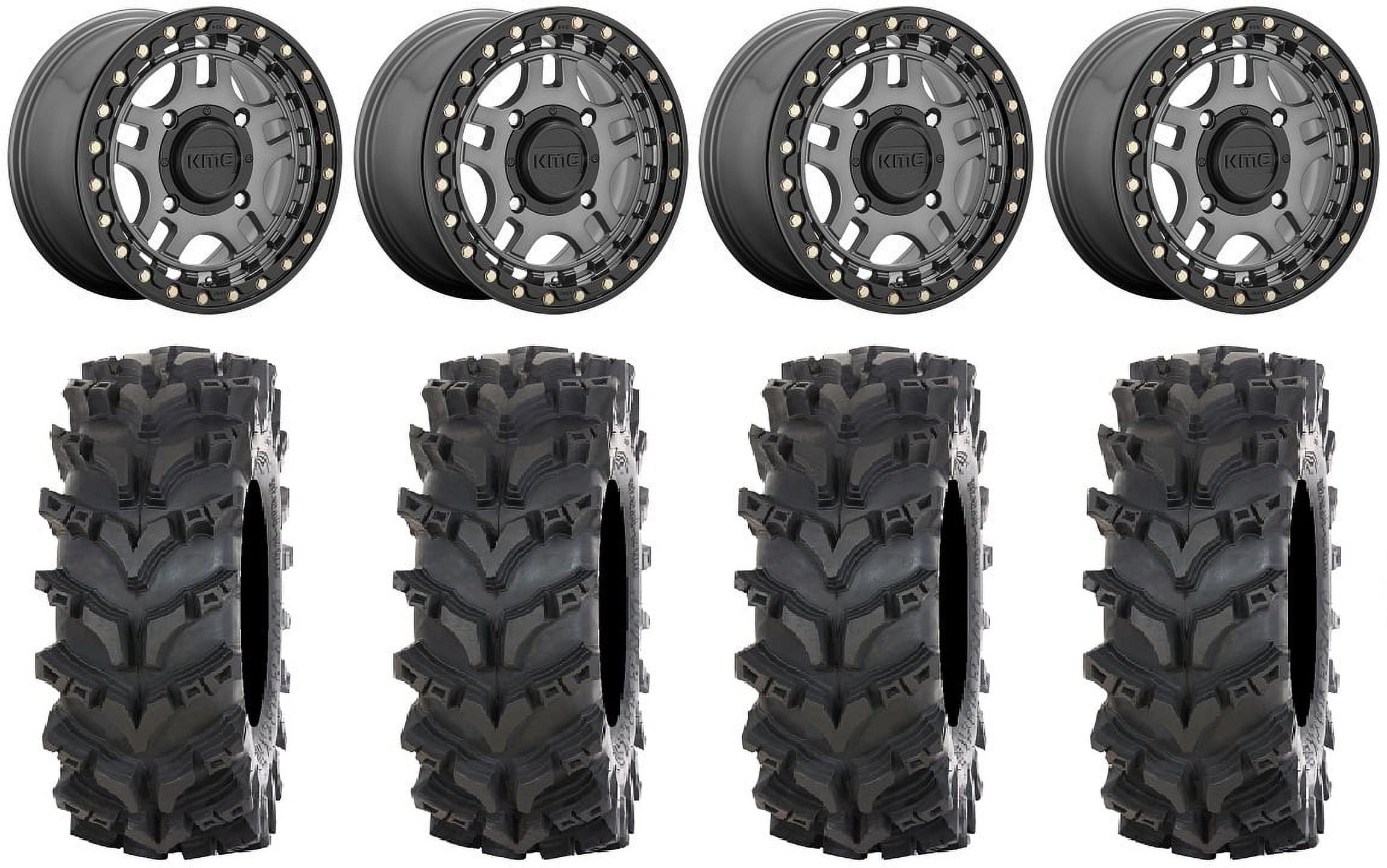 KMC Recon Beadlock 14" Wheels Gunmetal 30" Out&Back Max Tires Can-Am ...