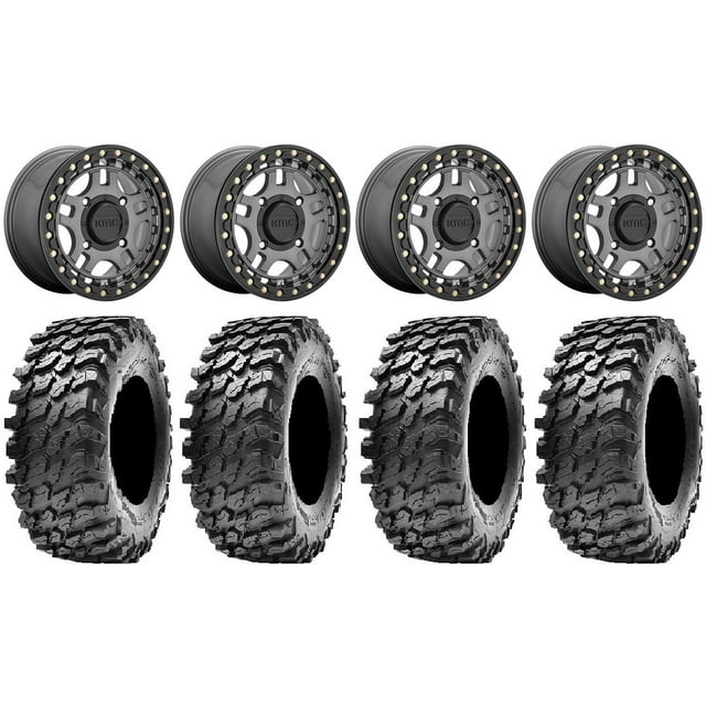 KMC Recon Beadlock 14" Wheels Gunmetal 32" Rampage Tires Can-Am ...