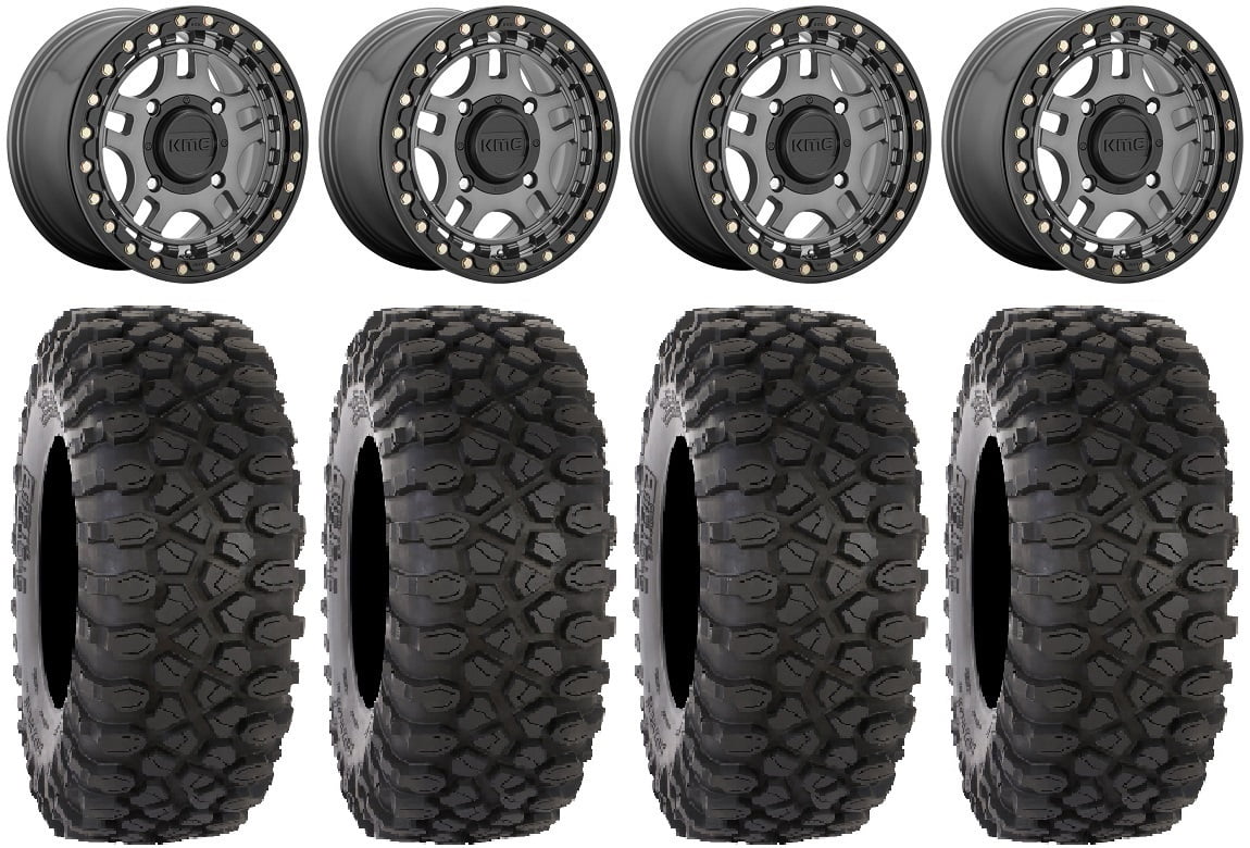 KMC Recon Beadlock 14" Wheels Gunmetal 32" XC450 Tires Can-Am Commander ...