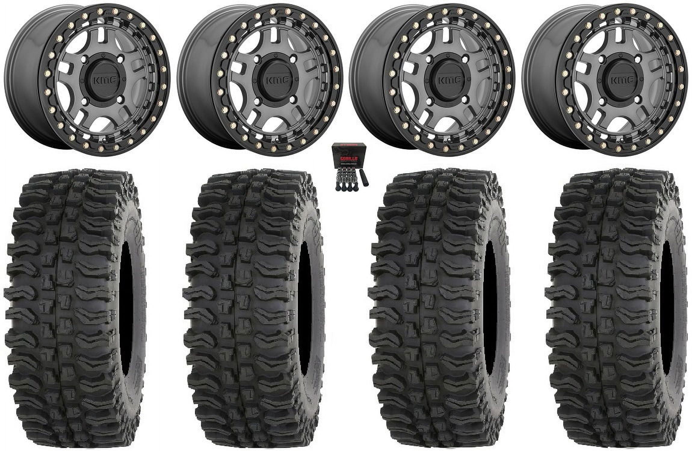 KMC Recon Beadlock 15" Wheels Gunmetal 32" BDC Tires Polaris RZR XP ...