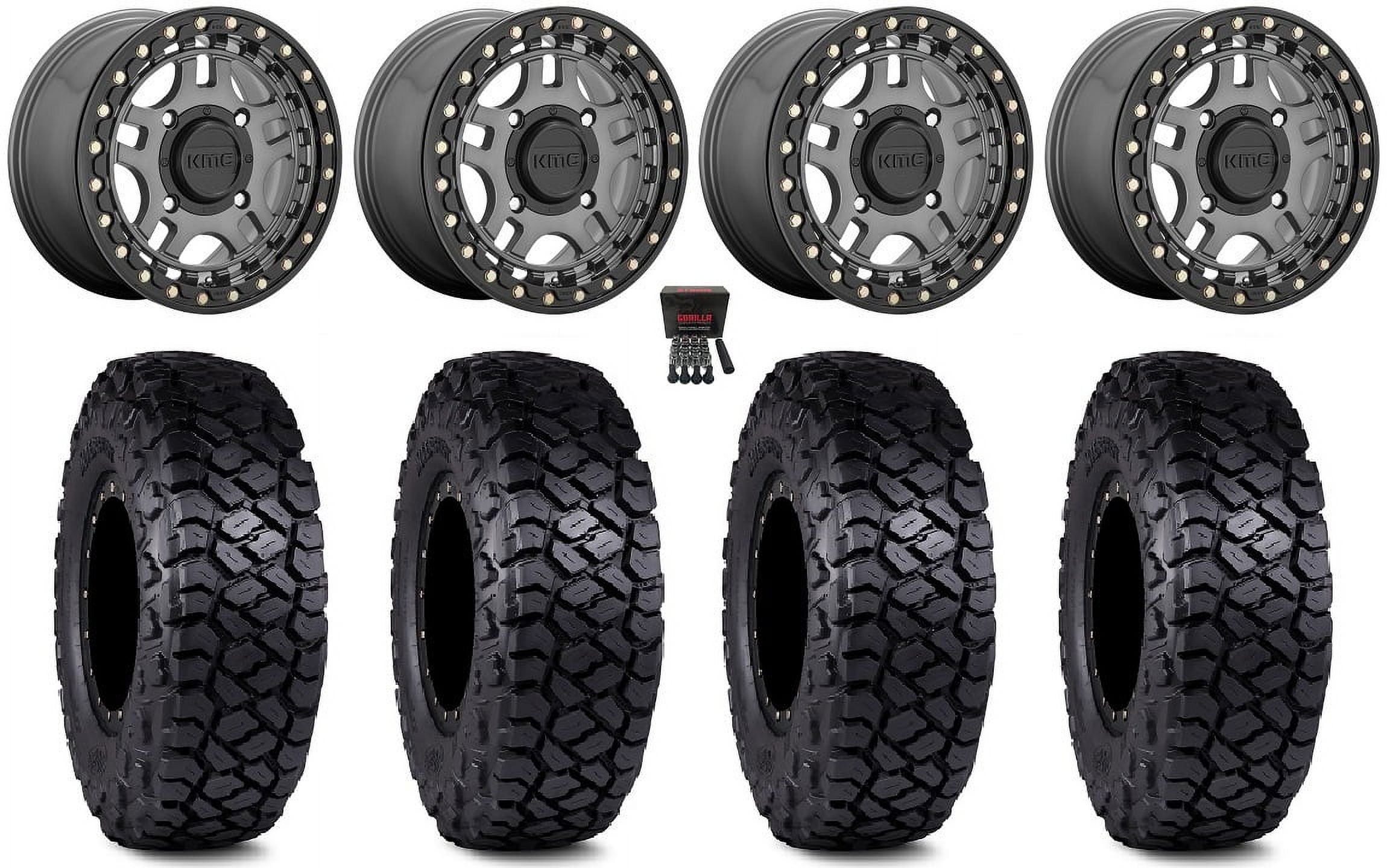 KMC Recon Beadlock 15" Wheels Gunmetal 32" Intersect Tires Can-Am ...