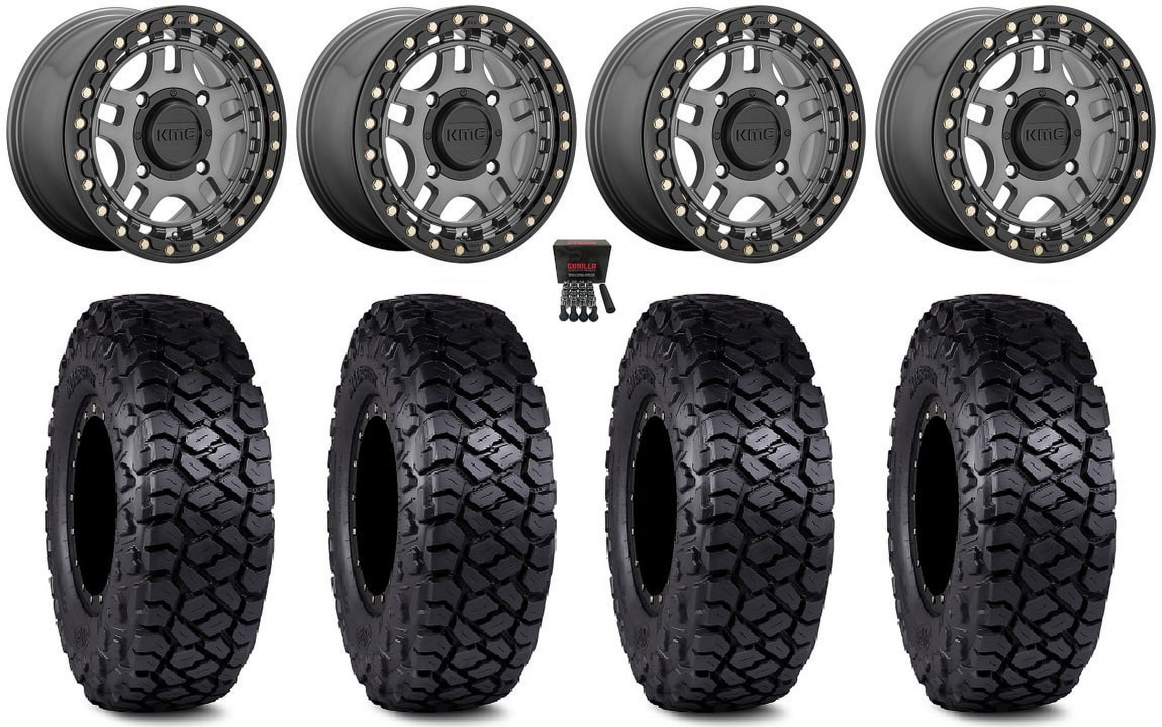 KMC Recon Beadlock 15" Wheels Gunmetal 32" Intersect Tires Polaris RZR ...