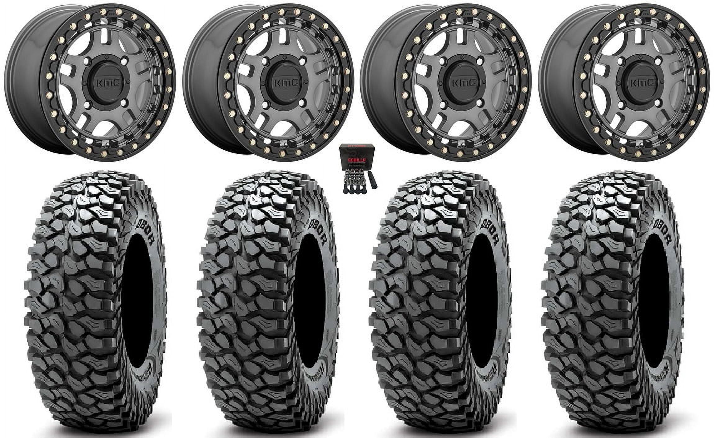 KMC Recon Beadlock 15" Wheels Gunmetal 32" RocScraper Tires Can-Am ...