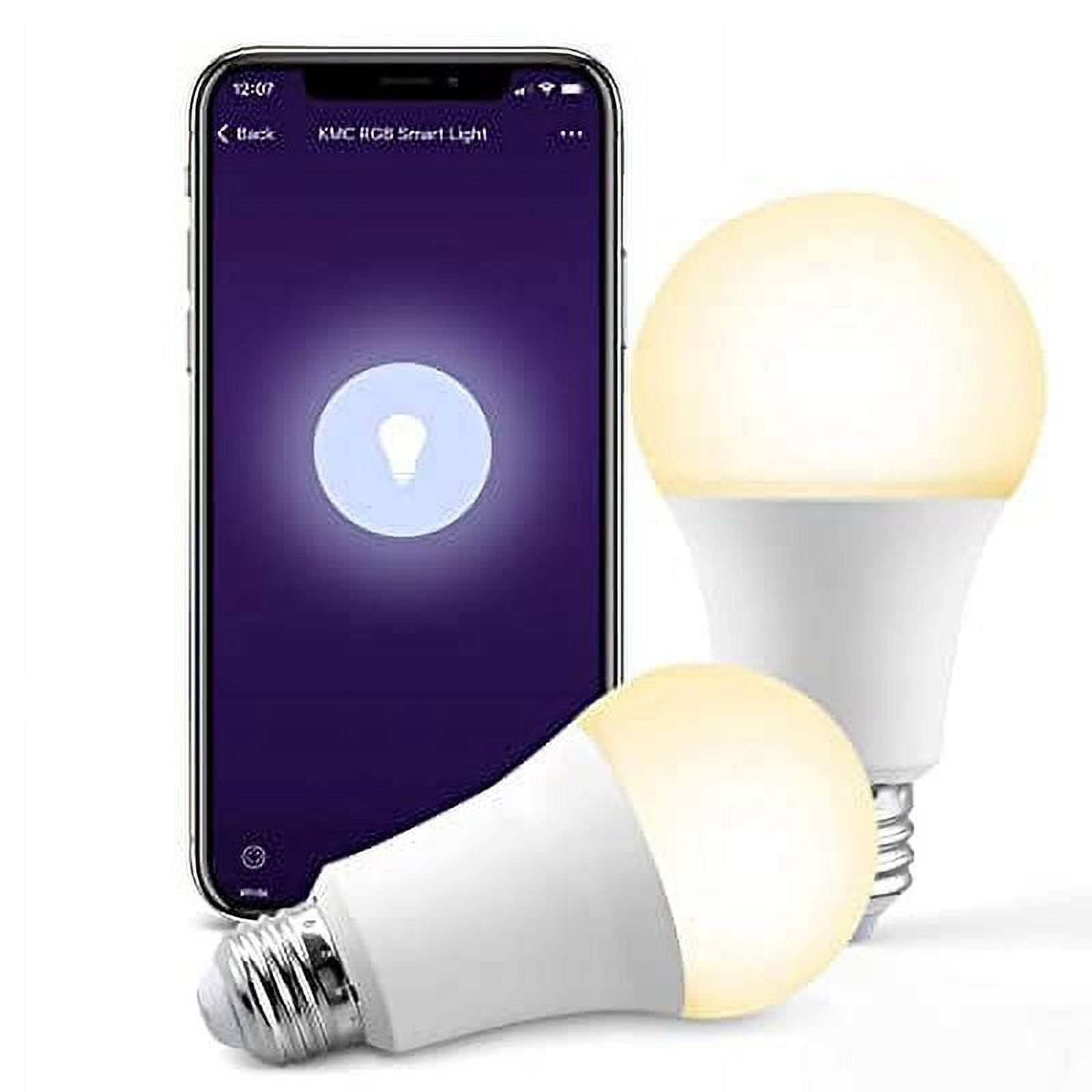KMC Smart LED Light Bulb, Warm Light, White Light, Dimmable, No Hub ...