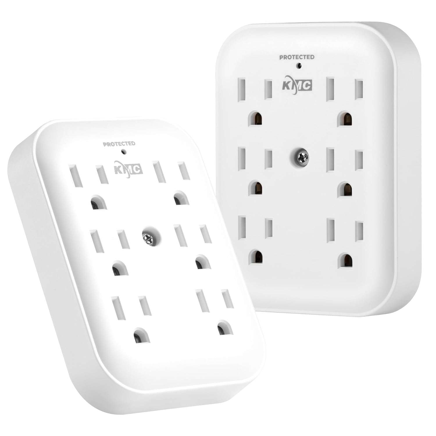KMC Surge Tap 6-Outlet Wall Plug Extender 2-Pack, 840J Surge Protector ...