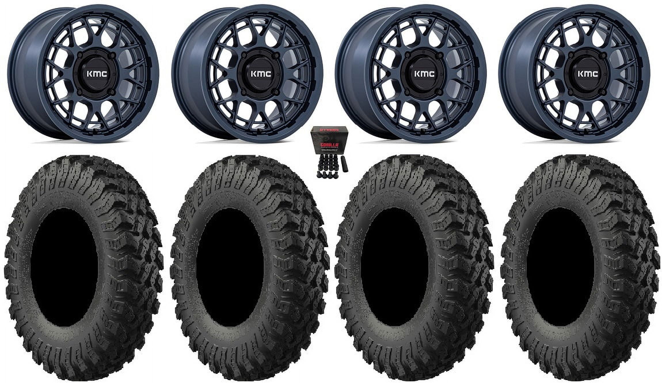 KMC Technic 15" Wheels Blue 30" MotoRally Tires Polaris RZR XP 1000 ...