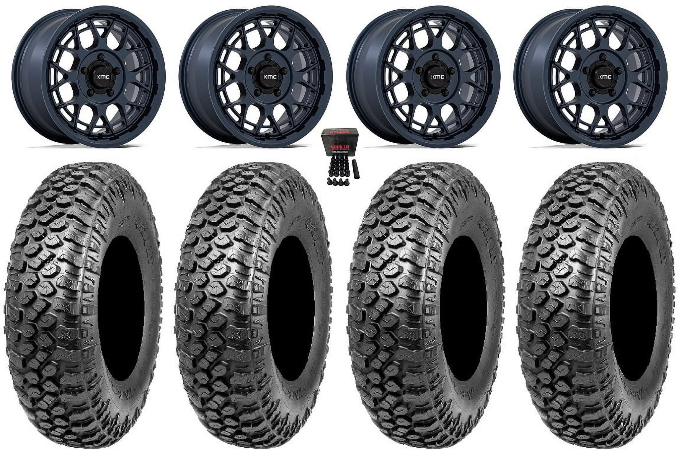 KMC Technic 15" Wheels Blue 32" RAZR XT Tires Polaris RZR Turbo R & Pro ...