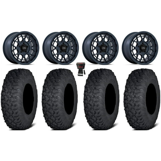 KMC Technic 15" Wheels Blue 33" Coyote Tires Polaris RZR Turbo R & Pro ...