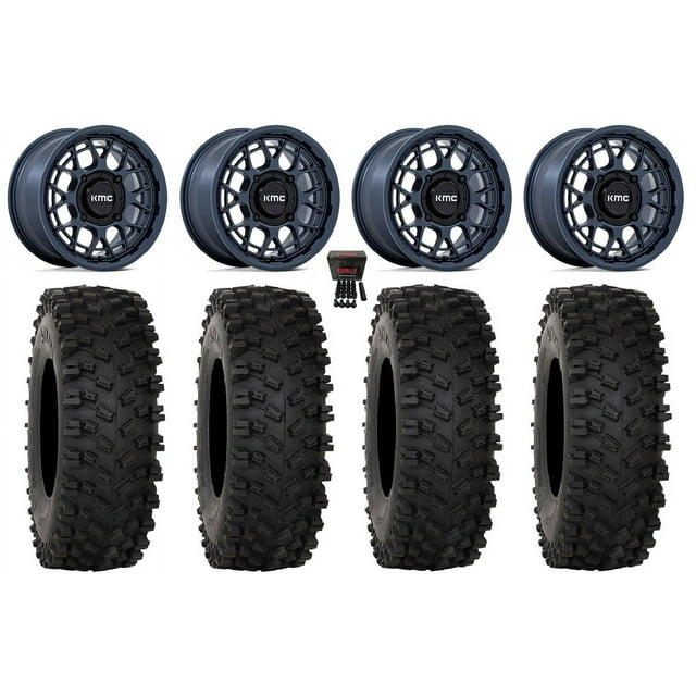 KMC Technic 15" Wheels Blue 35" ATX470 Tires Polaris RZR XP 1000 / PRO ...