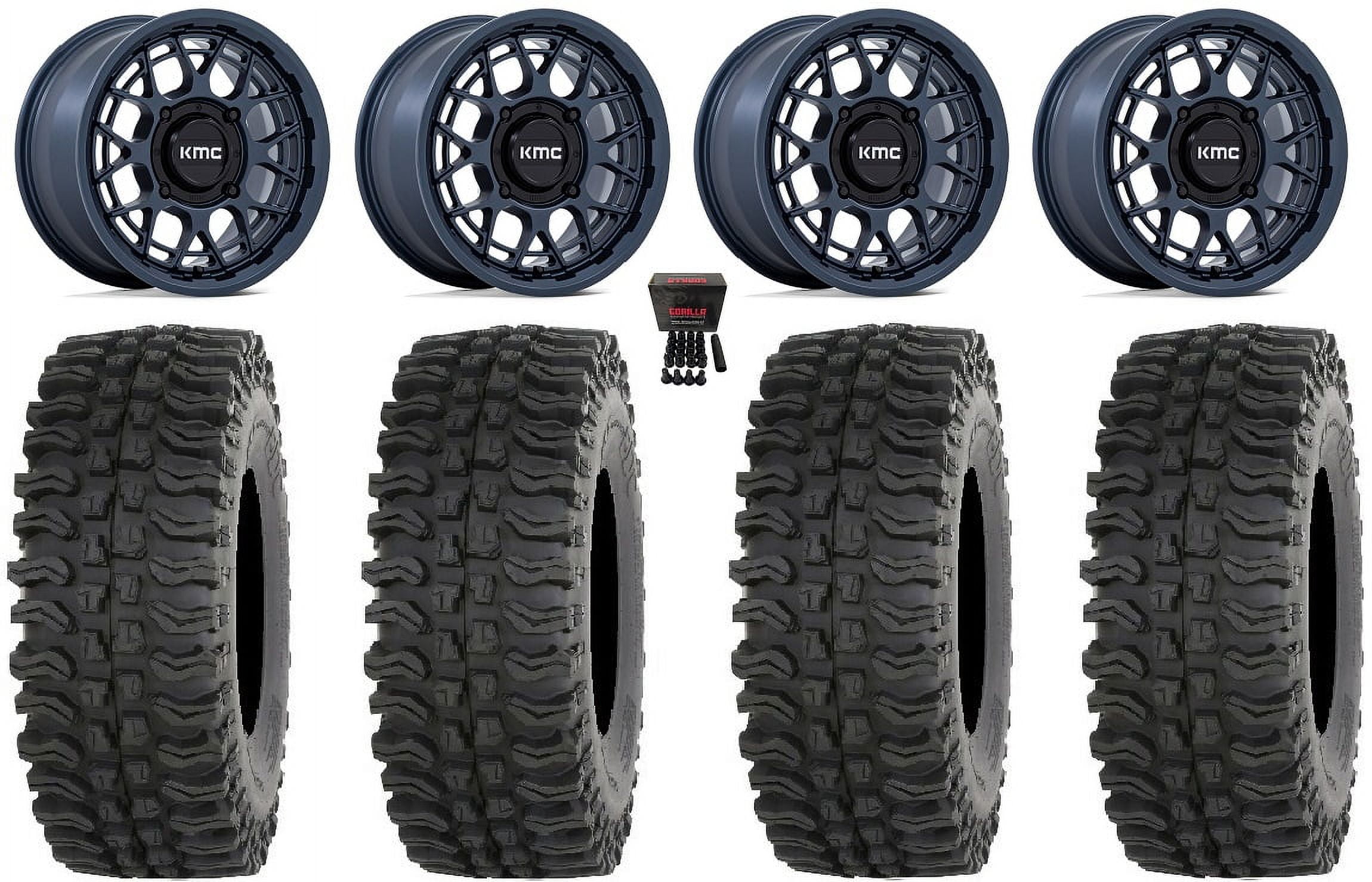 KMC Technic 15" Wheels Blue 35" BDC Tires Polaris RZR XP 1000 / PRO XP ...