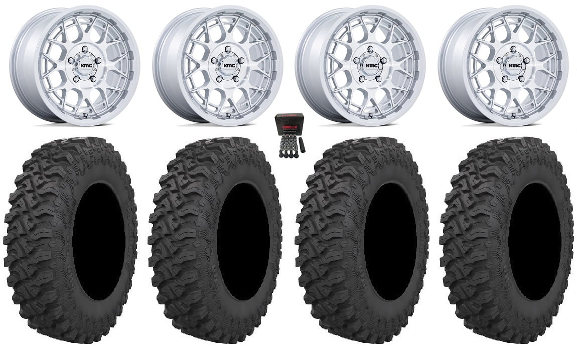 KMC Technic 15" Wheels Gloss Machined 33" Pro Runner Tires Polaris RZR ...