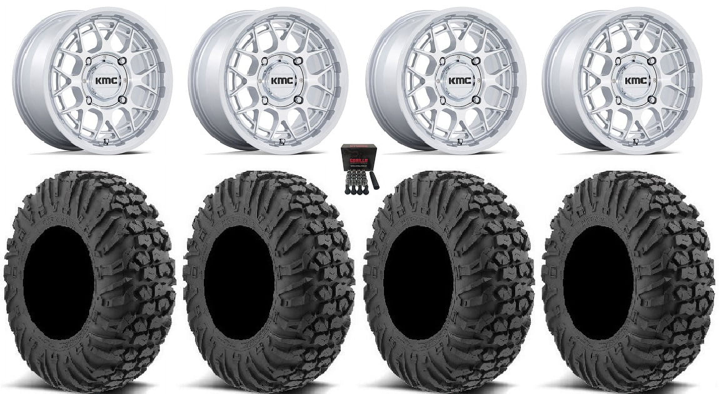 KMC Technic 15" Wheels Gloss Machined 34" MotoVator Tires Can-Am ...