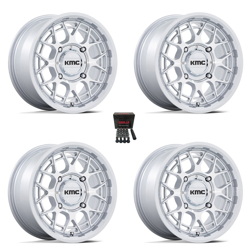 KMC Technic 15" Wheels Gloss Silver Machined Polaris RZR 1000 XP ...