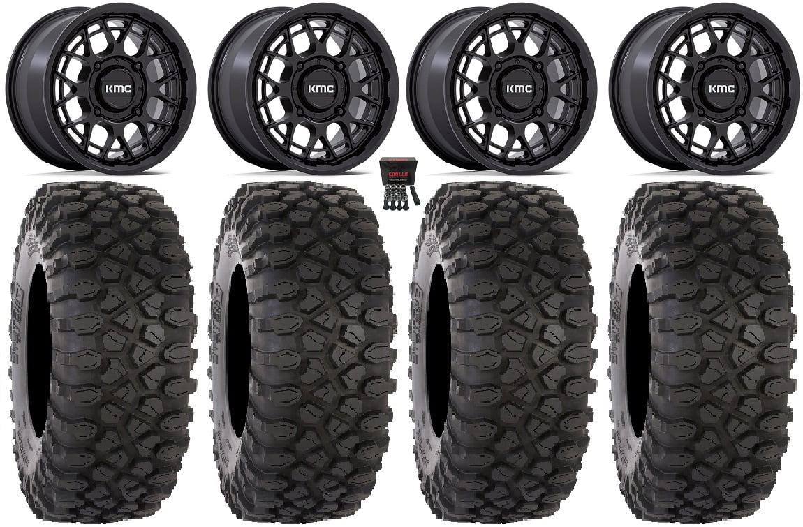 KMC Technic 15" Wheels Matte Black 30" XC450 Tires Polaris RZR XP 1000 ...