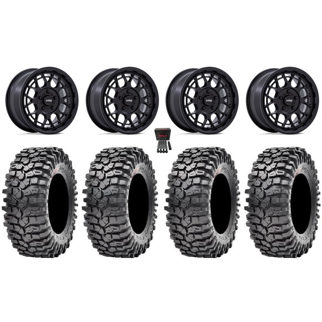 KMC Technic 15" Wheels Matte Black 32" Roxxzilla Tires Polaris RZR ...