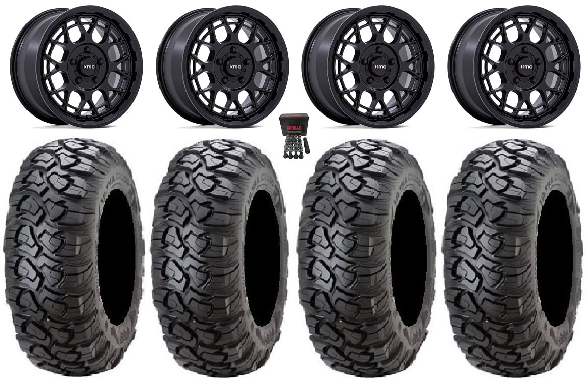 KMC Technic 15" Wheels Matte Black 32" Ultracross Tires Polaris RZR ...