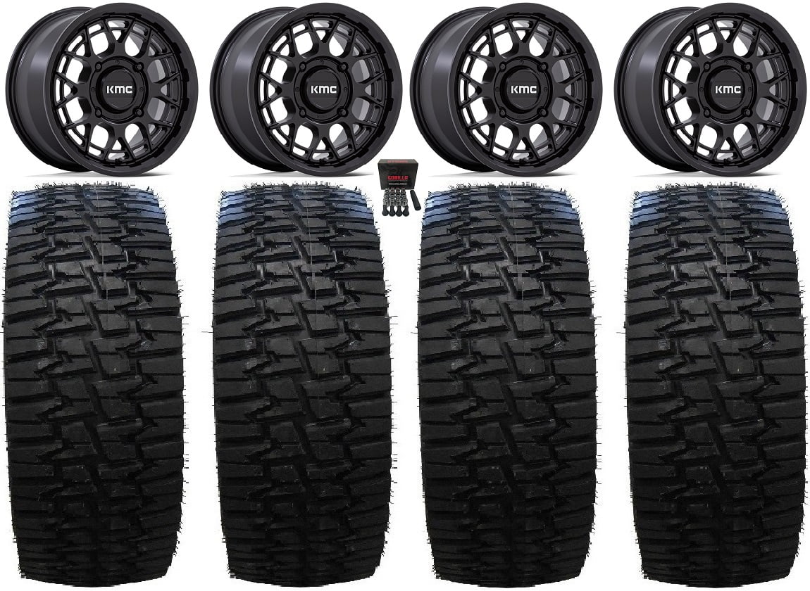 KMC Technic 15" Wheels Matte Black 33" Desert Race Tires Polaris RZR XP ...