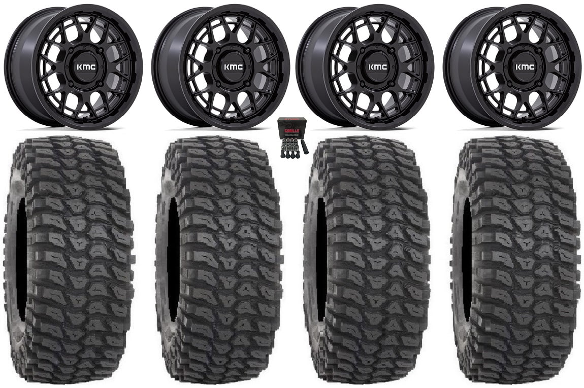 KMC Technic 15" Wheels Matte Black 33" XCR350 Tires Polaris RZR XP 1000 ...