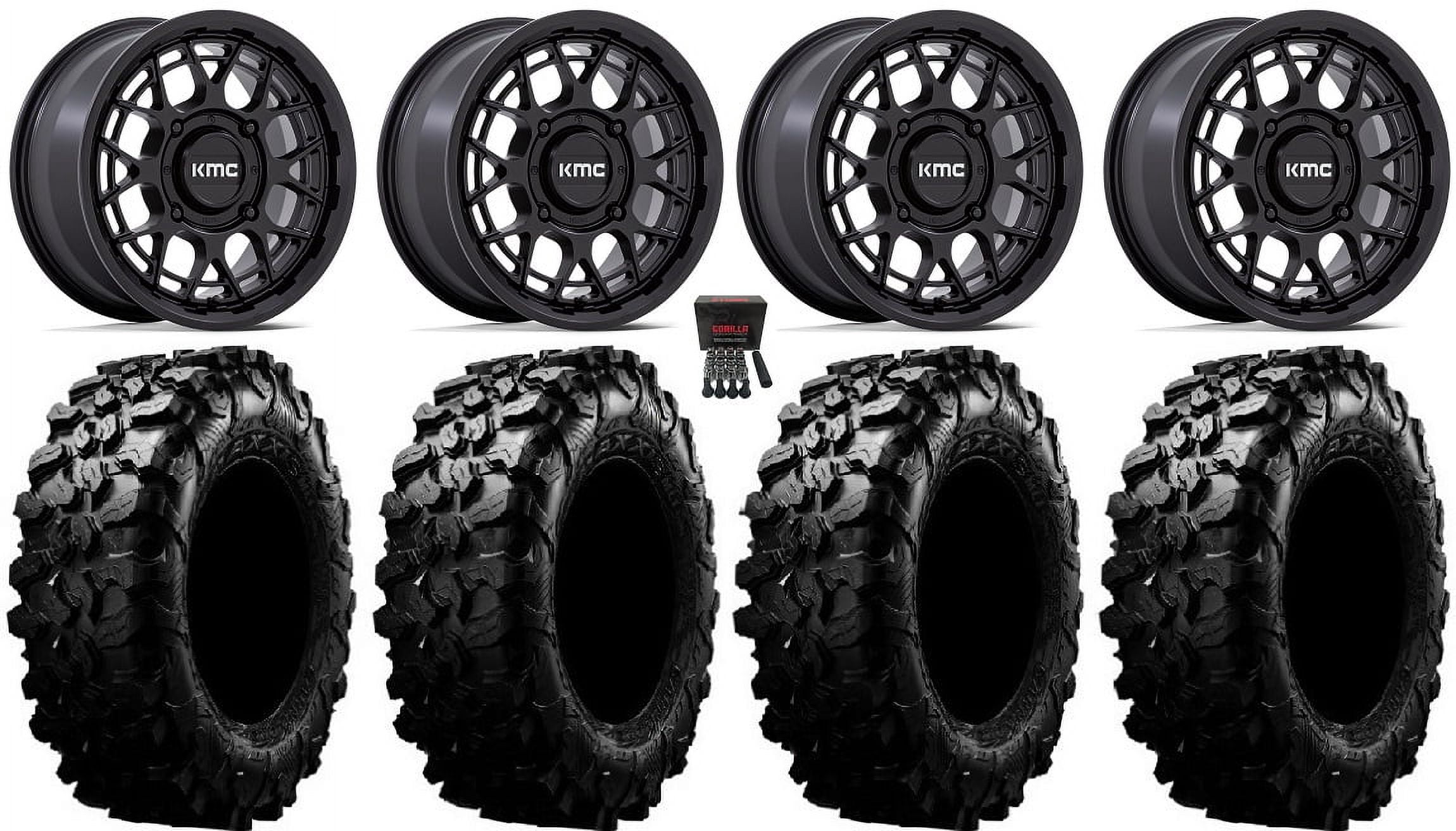 KMC Technic 15" Wheels Matte Black 35" Carnivore Tires Can-Am Commander ...