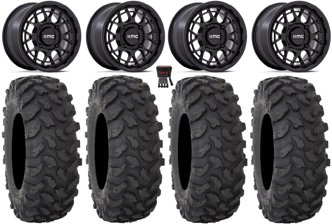KMC Technic 15" Wheels Matte Black 37" XTR370 Tires Can-Am Commander ...
