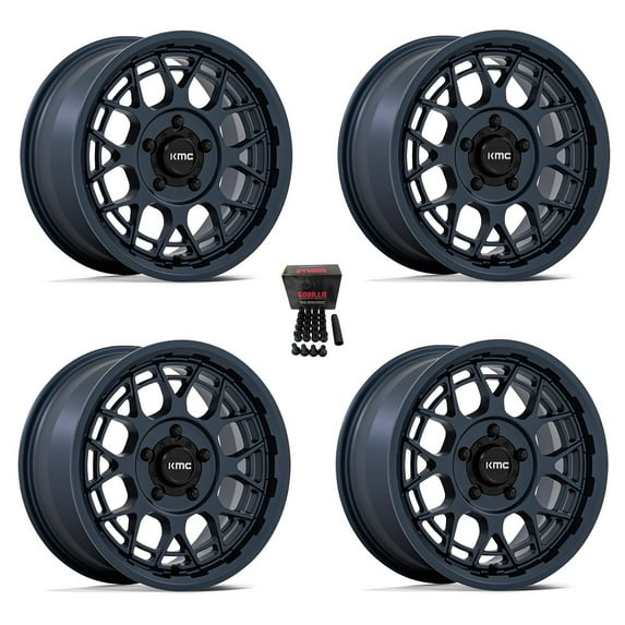 KMC Technic 15" Wheels Metallic Blue Polaris RZR Turbo R & Pro R Ranger ...