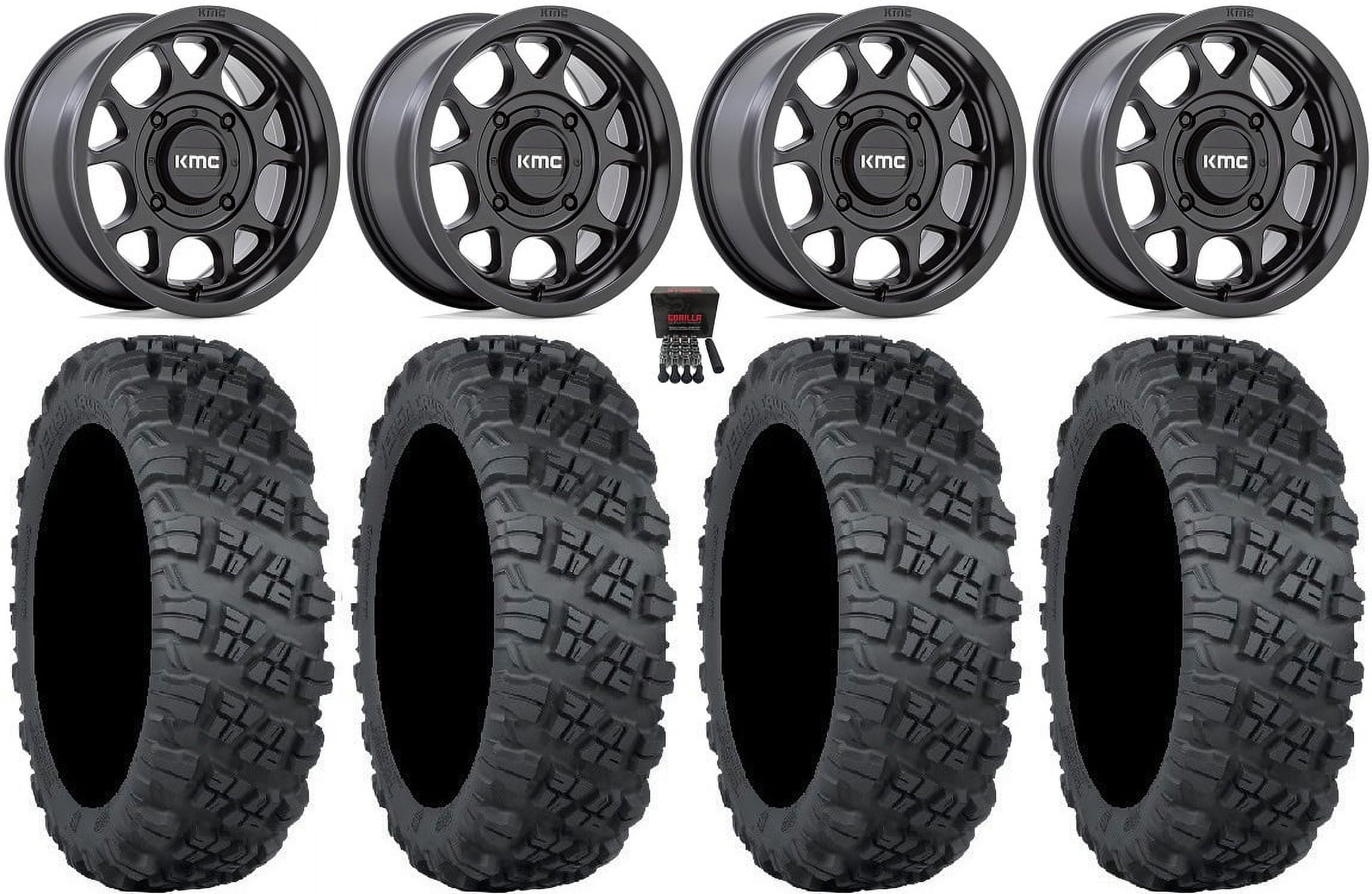 KMC Toro S 15" Wheels Black 30" Versa Cross V3 Tires Polaris RZR XP ...