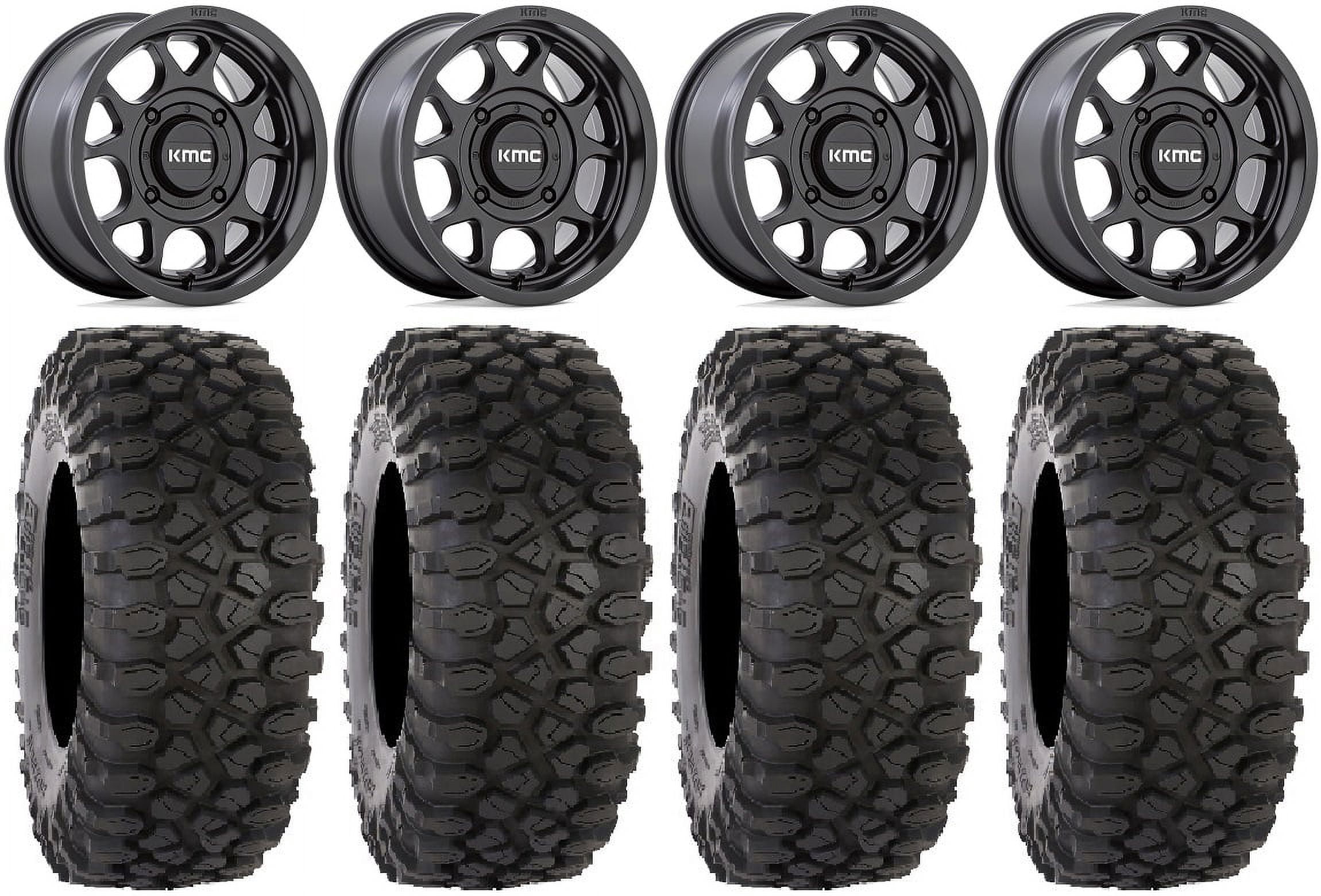 KMC Toro S 15" Wheels Black 30" XC450 Tires Kawasaki Teryx Mule ...
