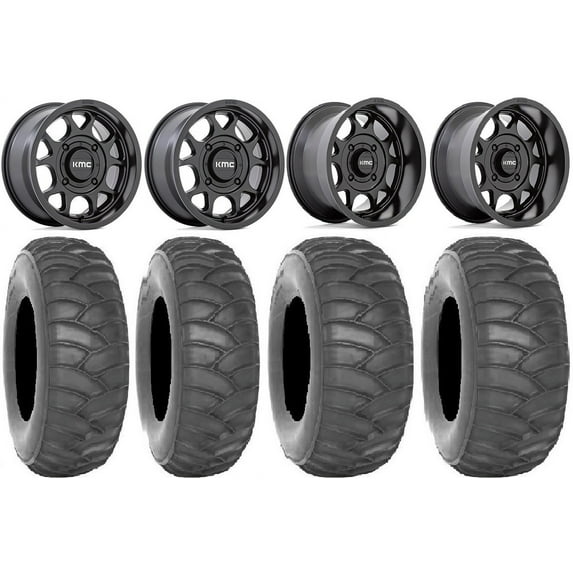 KMC Toro S 15" Wheels Black 33" SS360 Tires Can-Am Commander Maverick ...