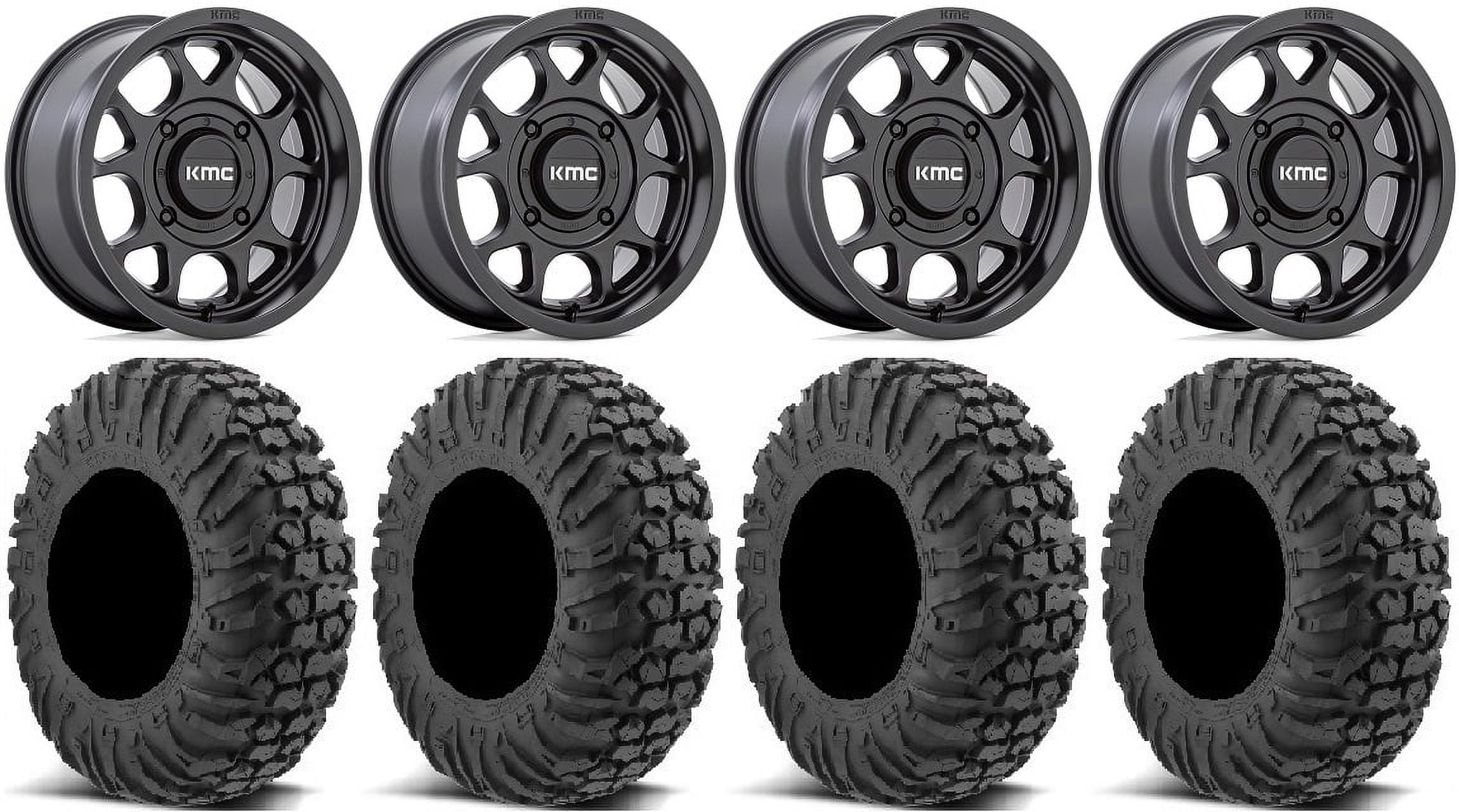 KMC Toro S 15" Wheels Black 34" MotoVator Tires Can-Am Commander ...