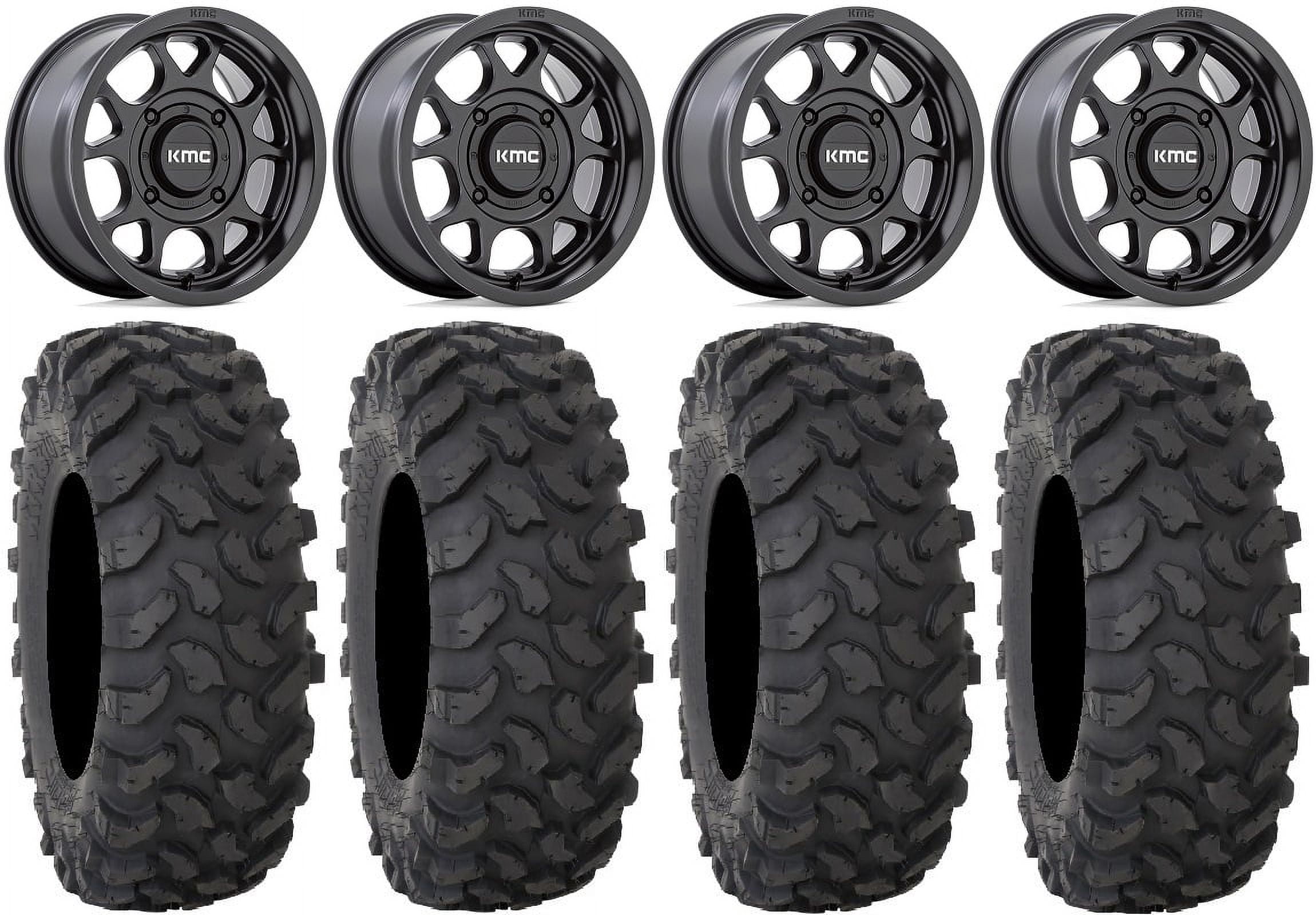 KMC Toro S 15" Wheels Black 37" XTR370 Tires Can-Am Maverick X3 / Honda ...