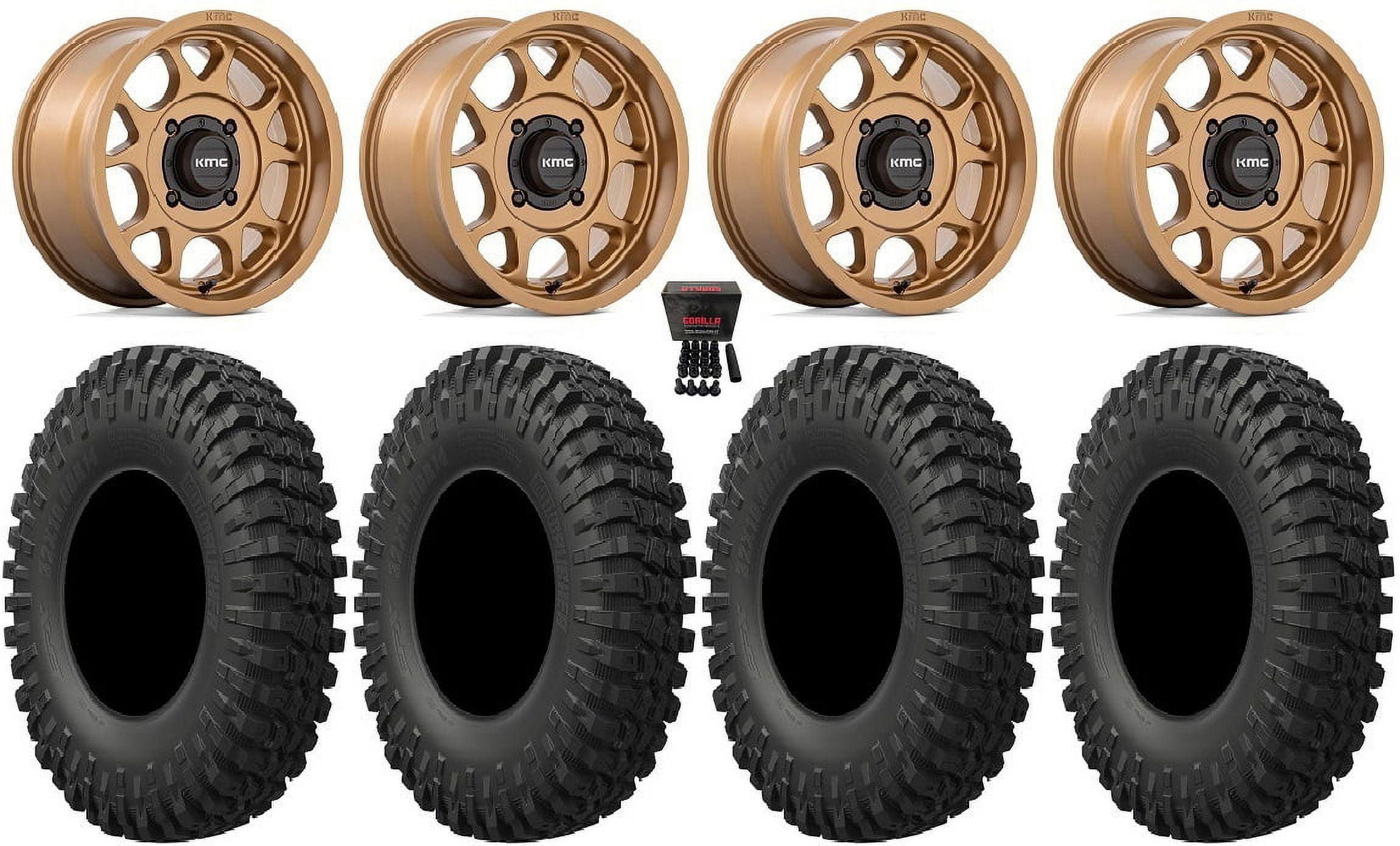 KMC Toro S 15" Wheels Bronze 33" MotoCrusher Tires Kawasaki Mule Pro ...