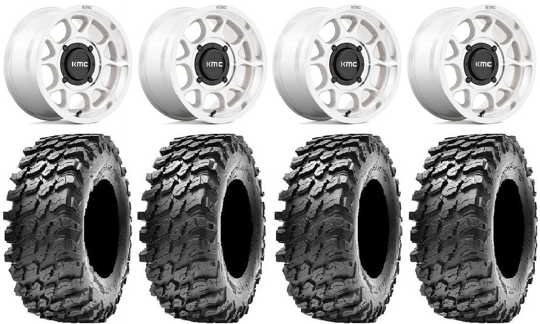 KMC Toro S 15" Wheels Machined 32" Rampage Tires Polaris RZR XP 1000 ...