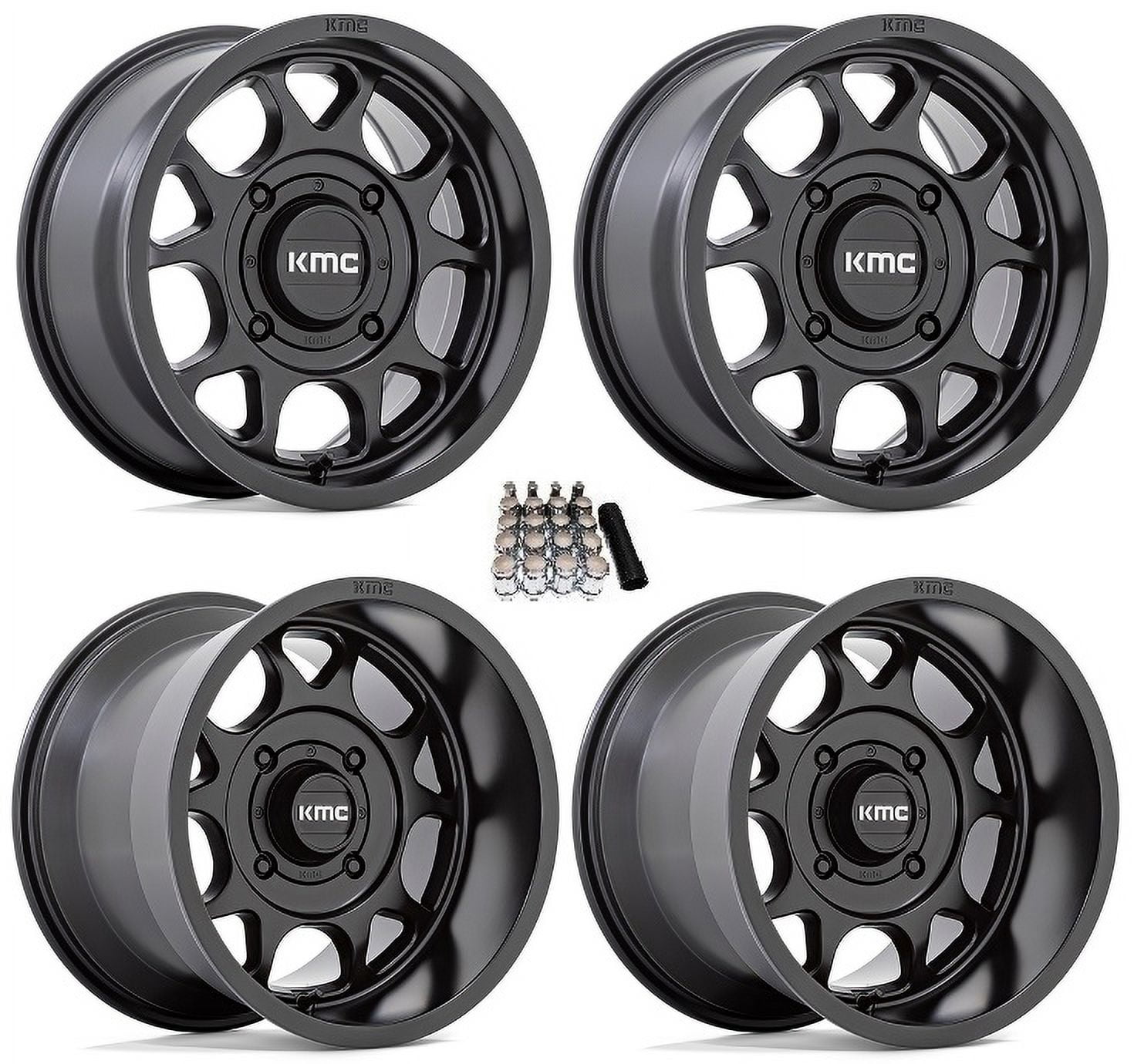 KMC Toro S 15x7/15x10 Wheels Black Can-Am Maverick X3 / Honda Pioneer ...