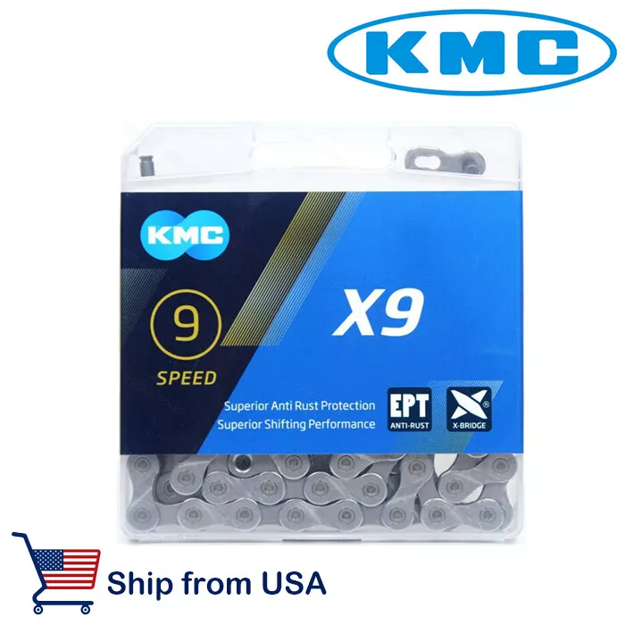 KMC X9 9-Speed Stretch-Proof Bike Chain Road MTB X9.93 fits Shimano ...