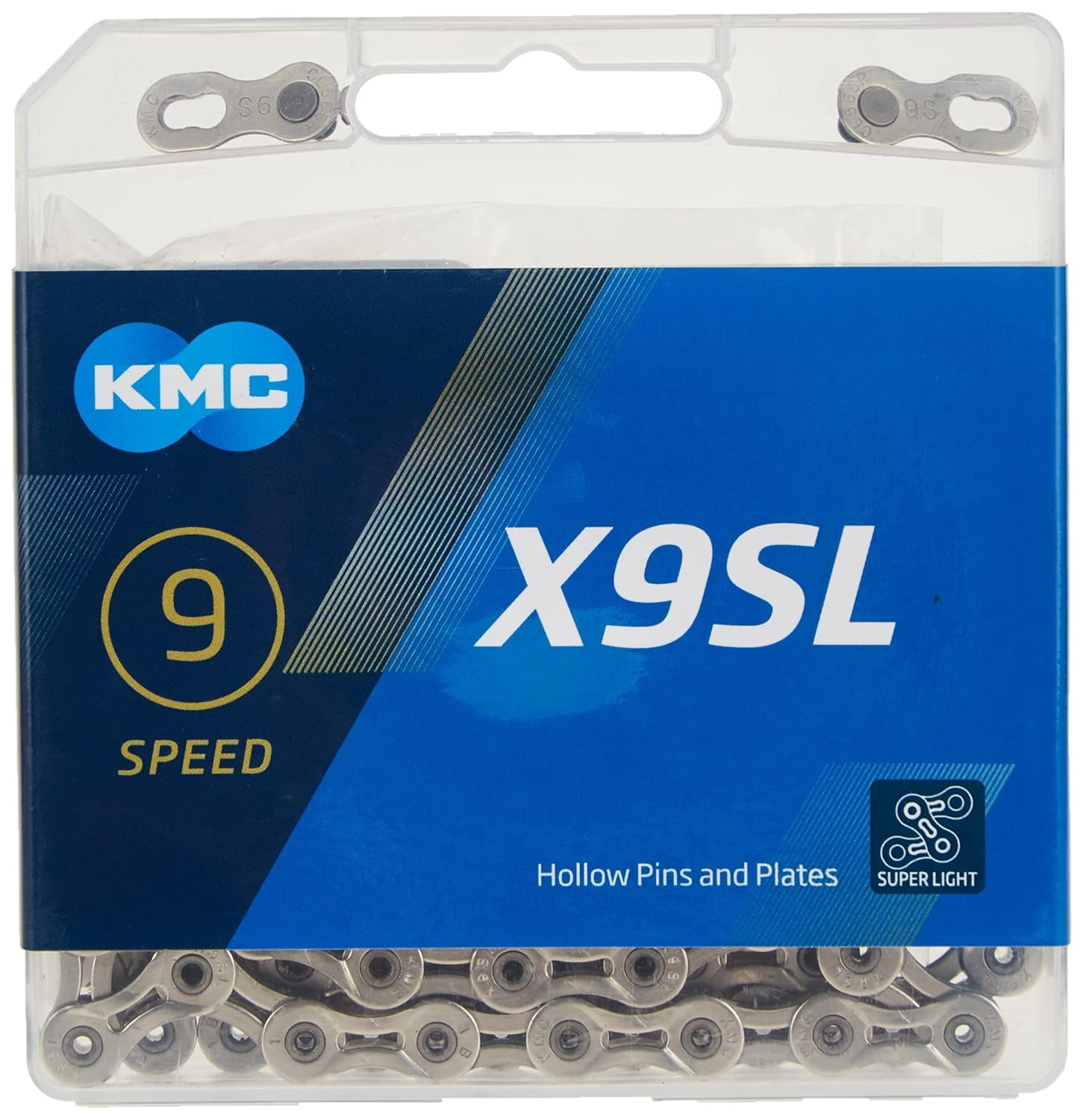 KMC X9 Super Light Silver 9-Speed Bicycle Chain Compatible with Shimano ...