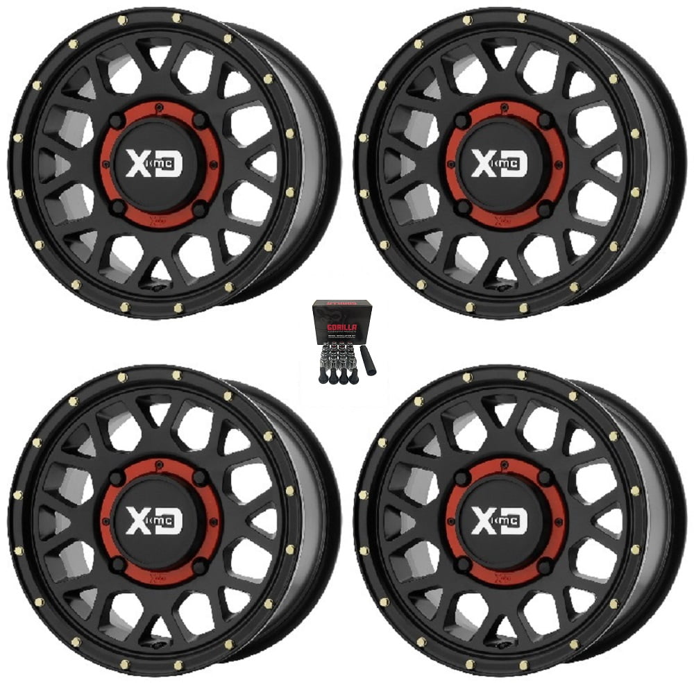 KMC XS135 Grenade 14x10 Wide Wheels Black Polaris RZR 1000 XP / Ranger ...