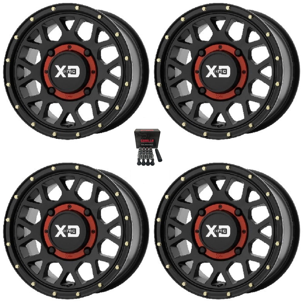 KMC XS135 Grenade 15x10 Wide Wheels Black Polaris RZR 1000 XP / Ranger ...