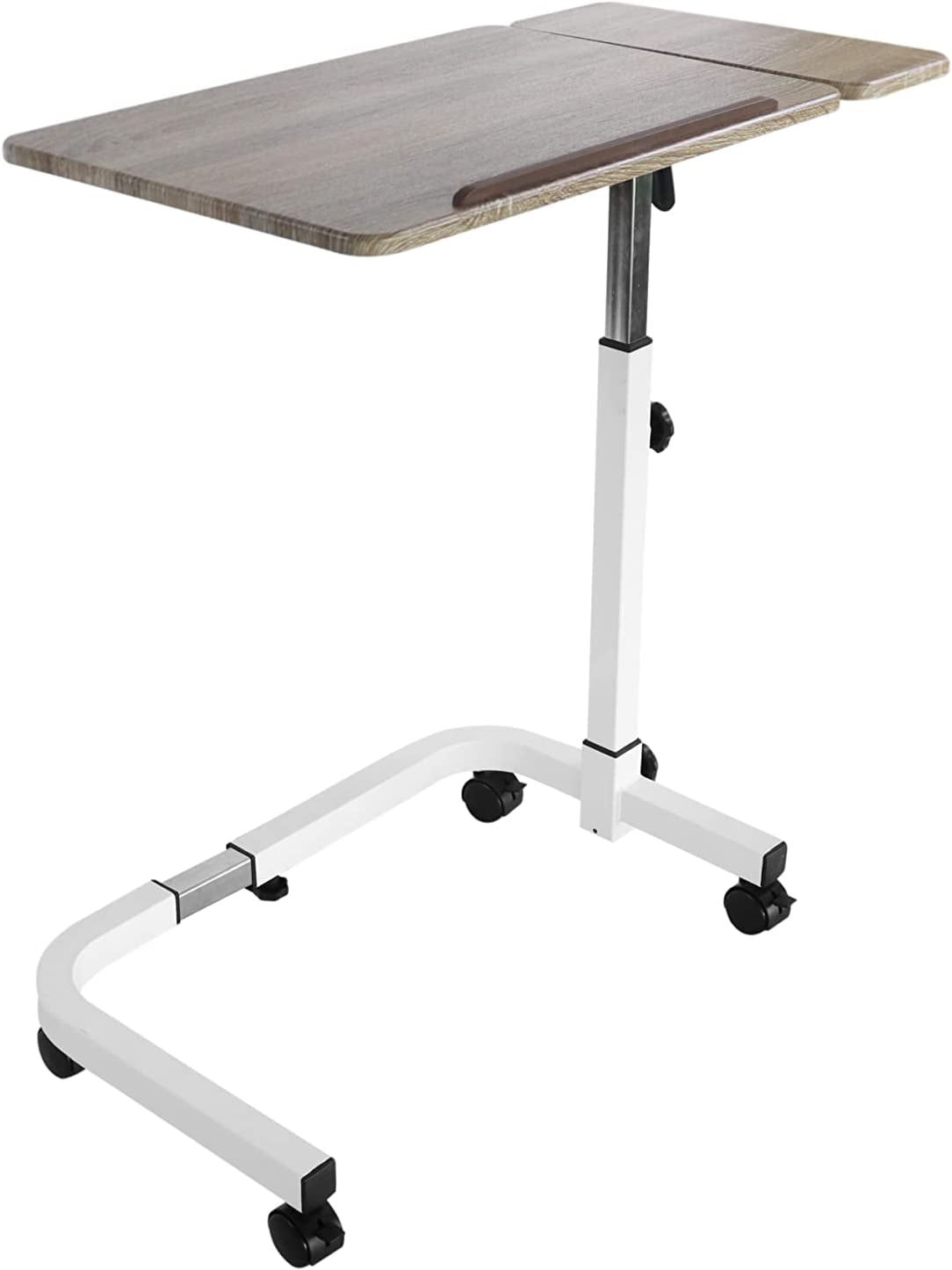 KMINA - Overbed Table with Wheels Adjustable Height, Medical Adjustable Overbed Bedside Wood ...